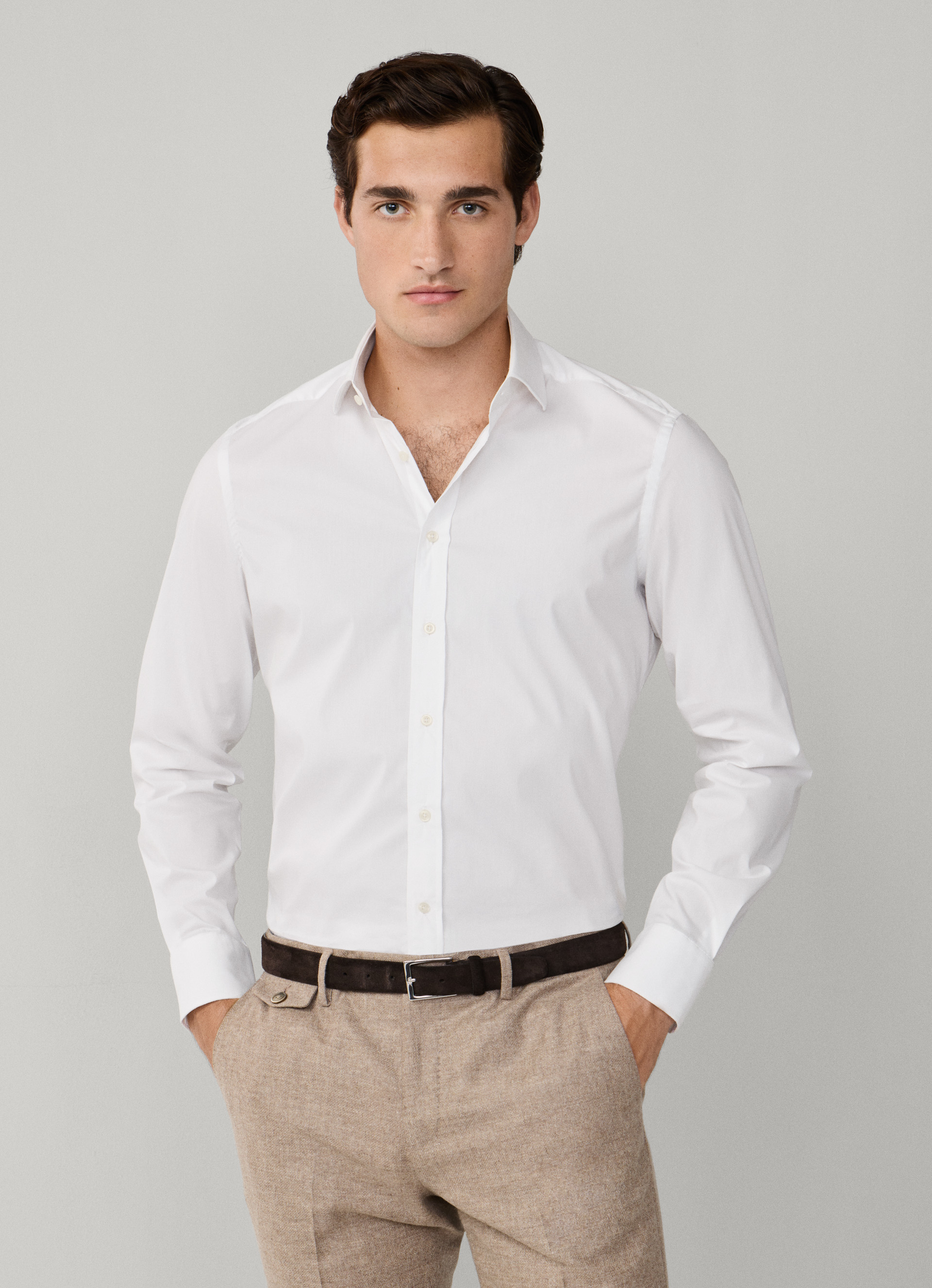 Tailored Fit Formal Stretch Poplin Shirt | Hackett London