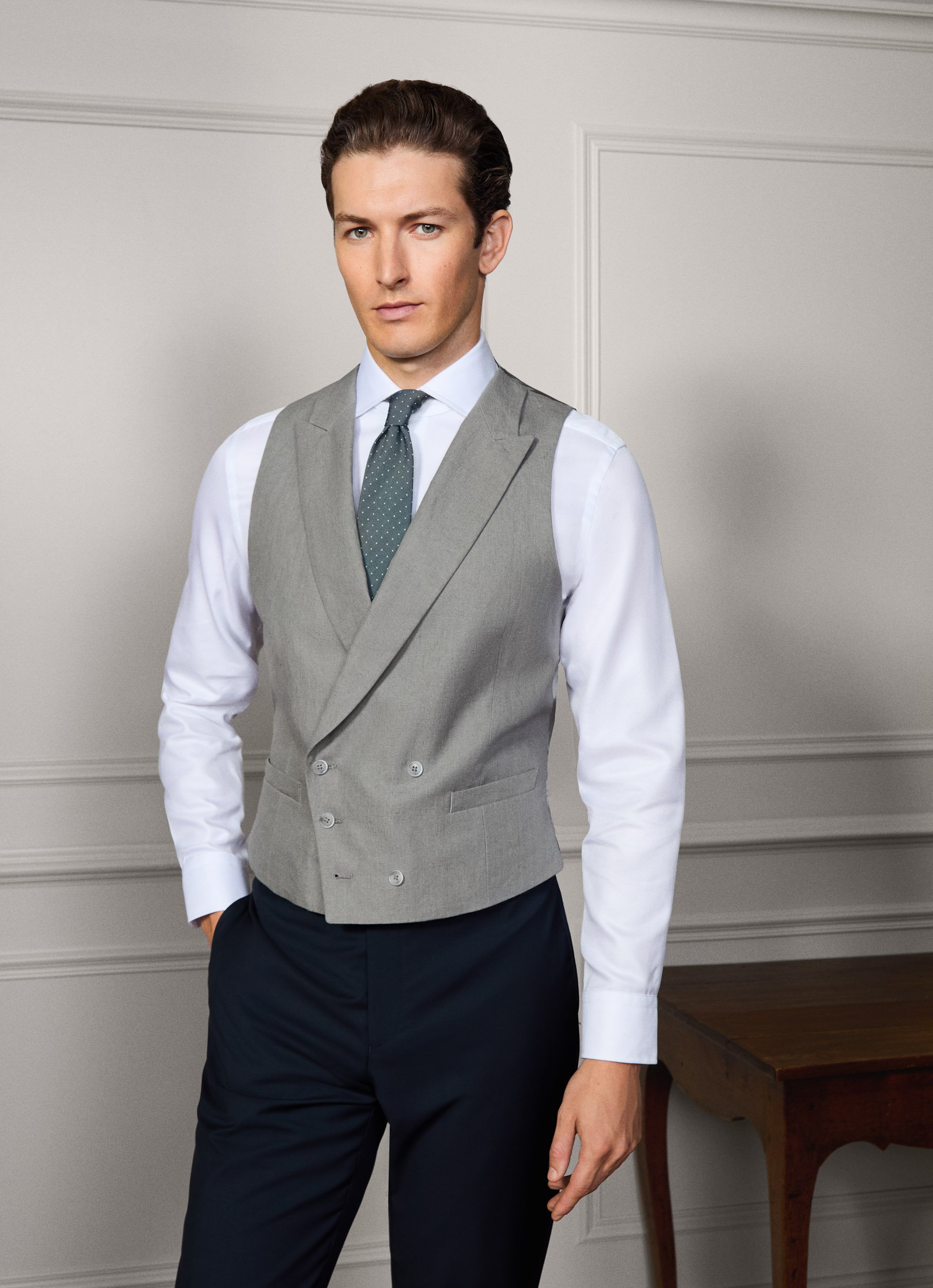 Gilet Avec Fermeture Boutonnée En Lin | Hackett